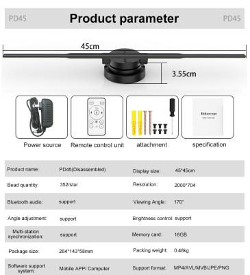 Cina Contrasto 1.28mm WiFi 3D Hologramma Fan pubblicitario con 2 lame e display LED in vendita