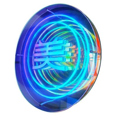 China Custom Infinity Effect Kleurgradiënt Spiegel Licht Neon Schild met Duurzaam Metalen Frame Te koop