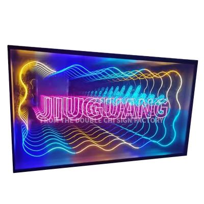 Cina 12V Custom Neon Sign Infinity Mirror Led Logo Multilayer 3d Pavimento da ballo per decorazioni interne in vendita