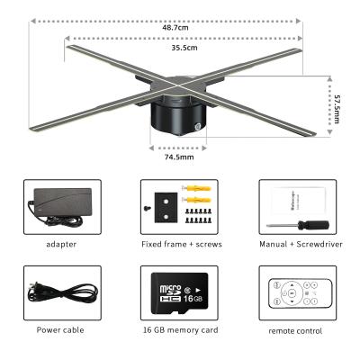 Cina Supermercati Contenuto caricare APP 75x2 Wifi ologramma LED Ventilatore per proiezione di ologrammi 3D in vendita