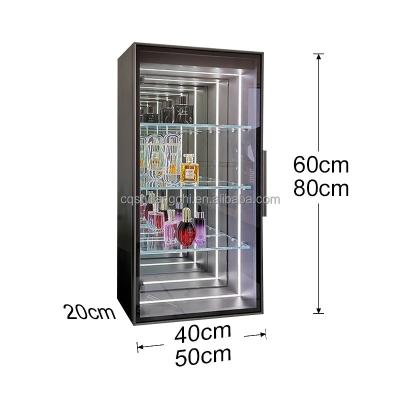 China Gepersonaliseerd Home Wine Cabinet Model Decoratieve opslag Wand Hangende Abyss Spiegel Verlichting Glaskast Te koop