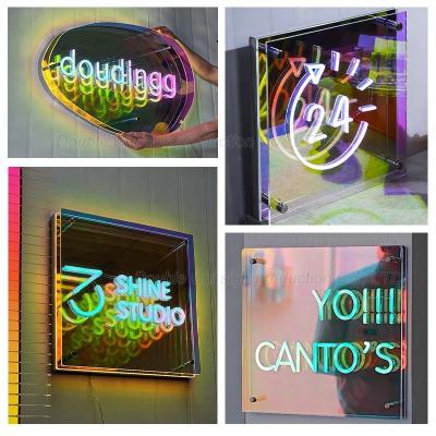 Cina Negozio Infinity Effect Neon Sign con Custom 3D Abyss Infinity Mirror Advertisement in vendita