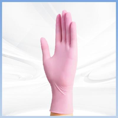 Cina Famiglia industriale dei guanti eliminabili flessibili del nitrile di rosa spolverizzare i guanti liberi del nitrile in vendita