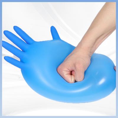 China Disposable 9 Inch Blue Nitrile Gloves Acid And Alkali Resistant for sale