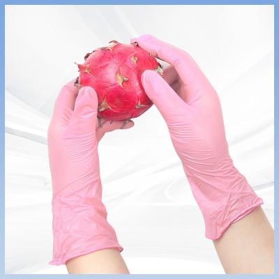 Cina Guanti sintetici rosa eliminabili del nitrile per la preparazione dell'alimento che cucina servizio e pulizia in vendita
