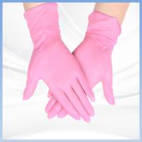 China Disposable PVC Gloves Pink Chemical Resistant Waterproof S M L XL 100pcs Box for sale