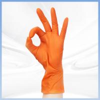 China Orange Diamond Pattern Nitrile Gloves 100 Pcs Box Heavy Duty 6 Mil Puncture Resistant for sale