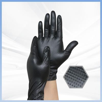 China OEM Industrial Mechanical Glove Diamond Grip Textured Hand Custom Pattern Box Black Custom Mechanic Rubber Gloves Nitril for sale