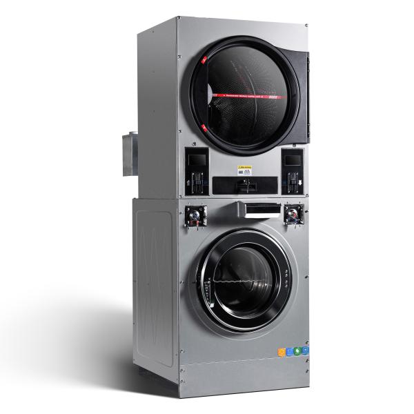 Quality 22kg Laundromat Stacked Washer and Dryer Industrial Laundry Wash Machines Double for sale