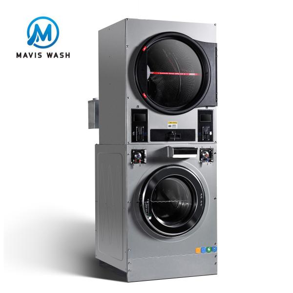 Quality 22kg Laundromat Stacked Washer and Dryer Industrial Laundry Wash Machines Double for sale