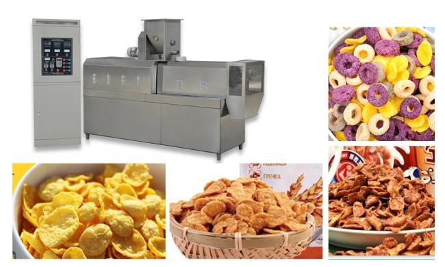 Crispy Cereals Puff Snacks Bread Crumbs Instant Porridge Breakfast Cereals Plant Corn Flakes Making Extruder Machine