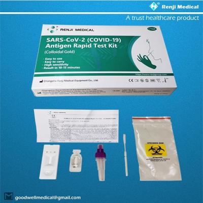 China Renji COVID 19 antigeen sneltestkit Neusuitstrijkje Colloïdaal goud 10 - 15 min Te koop