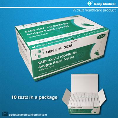 China Renji COVID 19 antigeen sneltestkit Neusuitstrijkje Colloïdaal goud 10 - 15 min Te koop
