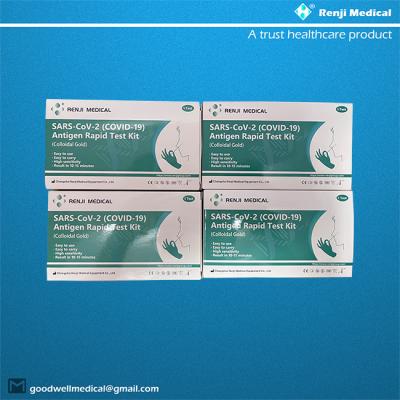 China Renji Rapid SARS-COV-2 COVID 19 Antigen Rapid Test Kit Kolloidales Gold Nasentupfer zu verkaufen