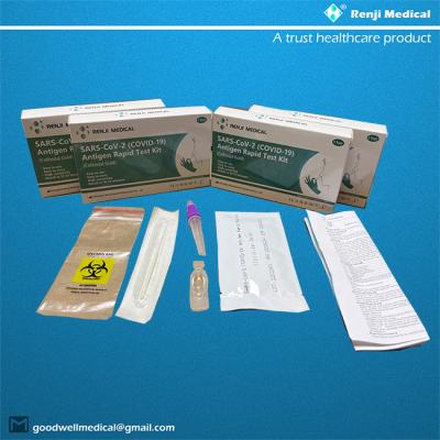 China Renji Rapid SARS-COV-2 COVID 19 Antigen Rapid Test Kit Kolloidales Gold Nasentupfer zu verkaufen