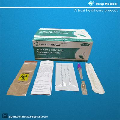 China Renji Rapid SARS-COV-2 COVID 19 Antigen Rapid Test Kit Kolloidales Gold Nasentupfer zu verkaufen