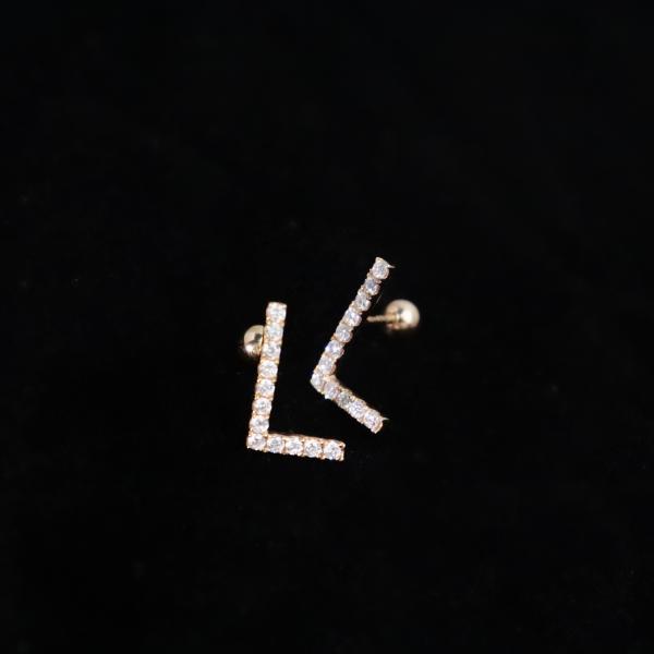 Quality Customized 18K Gold 'L' Letter Earrings Fine Jewelry with IGI GIA Lab Grown for sale