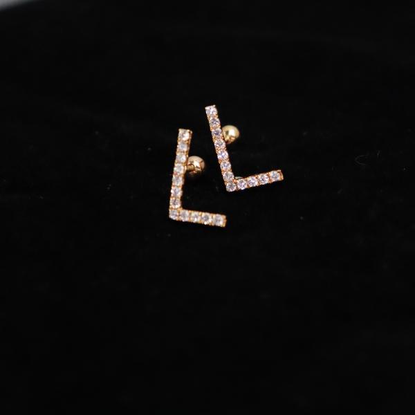 Quality Customized 18K Gold 'L' Letter Earrings Fine Jewelry with IGI GIA Lab Grown for sale