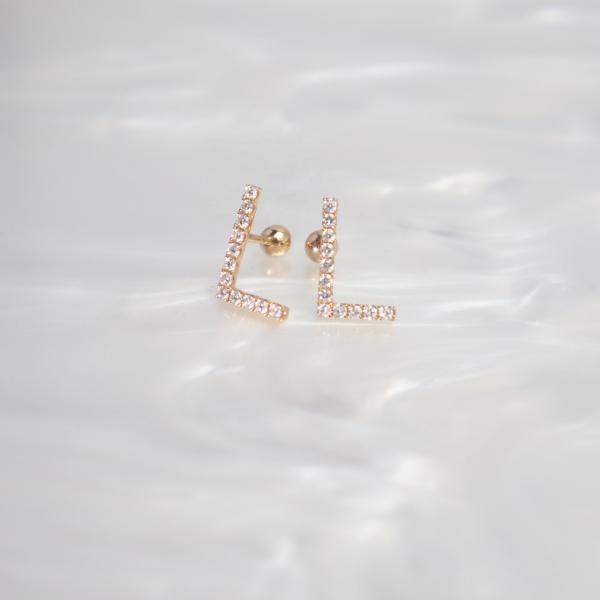 Quality Customized 18K Gold 'L' Letter Earrings Fine Jewelry with IGI GIA Lab Grown for sale