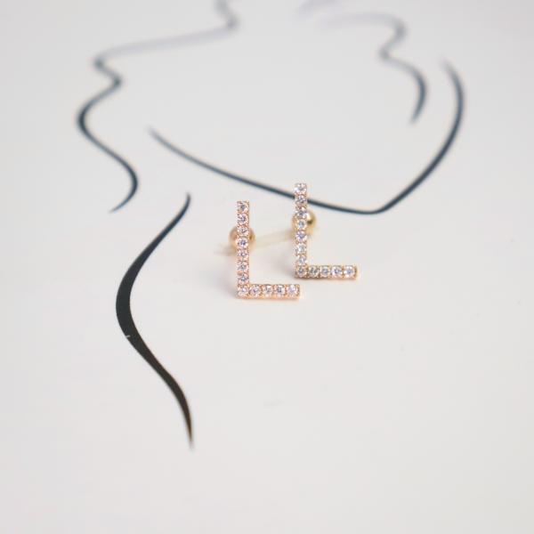 Quality Customized 18K Gold 'L' Letter Earrings Fine Jewelry with IGI GIA Lab Grown for sale