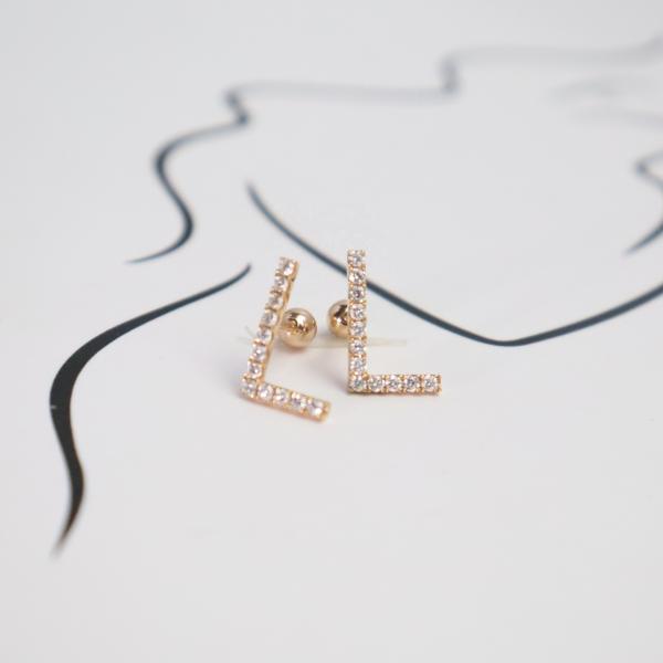 Quality Customized 18K Gold 'L' Letter Earrings Fine Jewelry with IGI GIA Lab Grown for sale