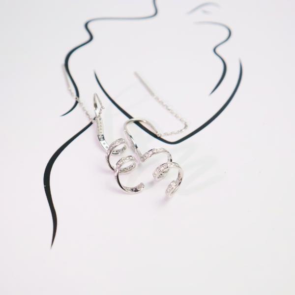 Quality Customized 18K Gold Spiral Drop Diamond Earrings Fine Jewelry for Anniversary for sale