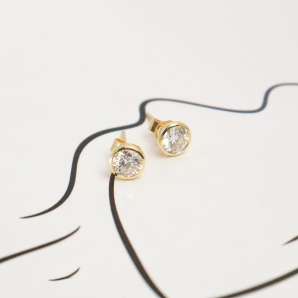 Quality 1 Carat Lab Grown Diamond 18k Yellow Gold Stud Earrings for Sale for sale