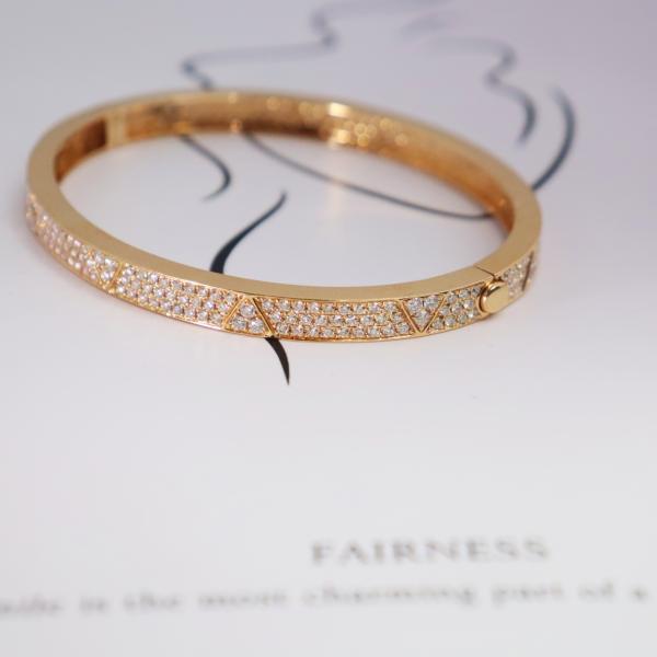 Quality Women's Classic Geometric Triangle Band with Micro Paved Diamond 10K 14K 18K for sale