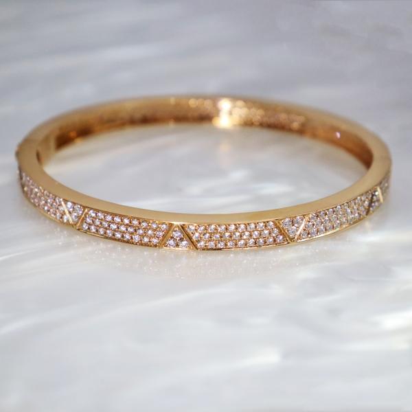 Quality Women's Classic Geometric Triangle Band with Micro Paved Diamond 10K 14K 18K for sale