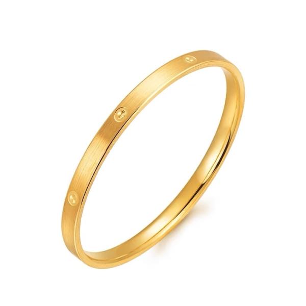 Quality Women's Luxury 10K 14K 18K Gold Round Shape Bangle with Diamond Inset with for sale
