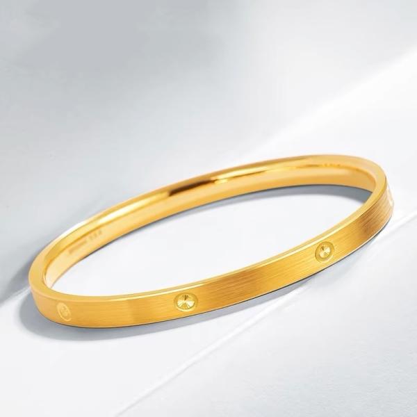 Quality Women's Luxury 10K 14K 18K Gold Round Shape Bangle with Diamond Inset with for sale
