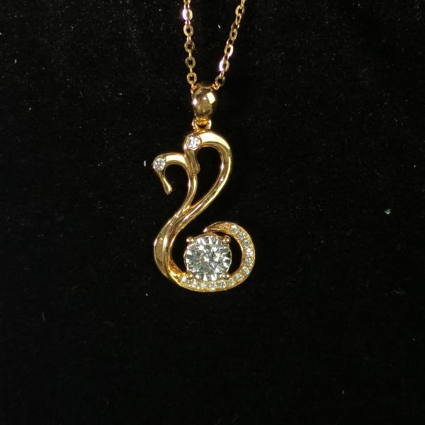 Quality High Quality 18K Gold Swan Pendant Necklace 1CT Lab Grown Diamond Inlay Fashion for sale