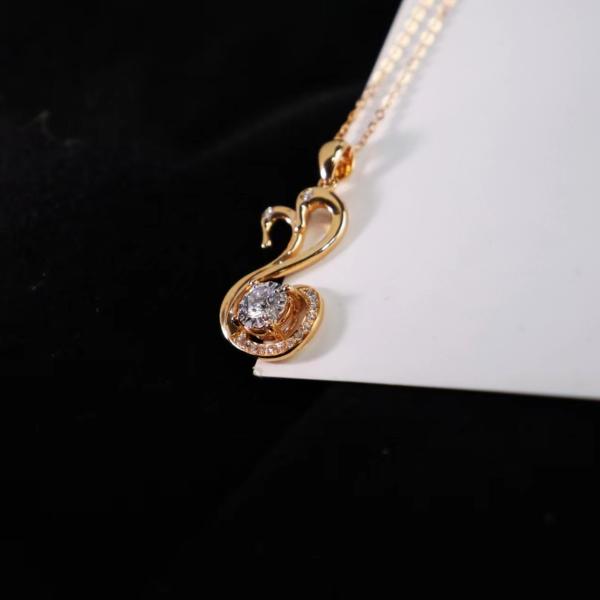 Quality High Quality 18K Gold Swan Pendant Necklace 1CT Lab Grown Diamond Inlay Fashion for sale
