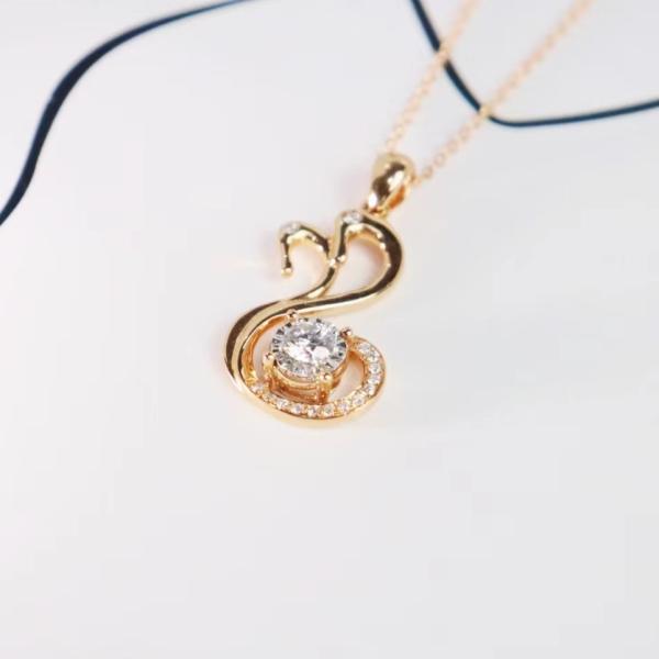 Quality High Quality 18K Gold Swan Pendant Necklace 1CT Lab Grown Diamond Inlay Fashion for sale