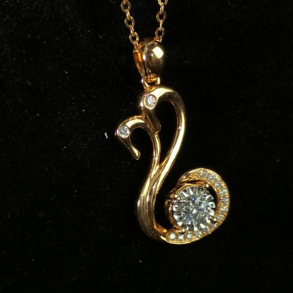 Quality High Quality 18K Gold Swan Pendant Necklace 1CT Lab Grown Diamond Inlay Fashion for sale