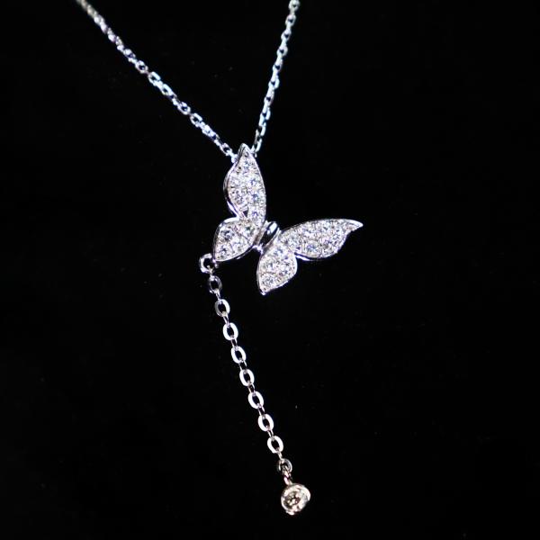Quality Elegant French Retro Style 18K Gold Pendant Necklace Butterfly Design Luxury Lab for sale