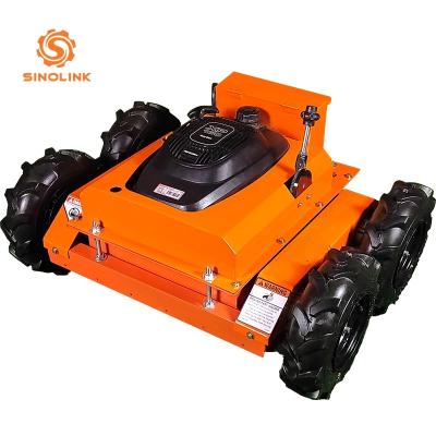 China 22 Inch Gasoline Remote Control Lawn Mower For Steep Hills Petrol 6.5hp 4 Rubber Wheels for sale