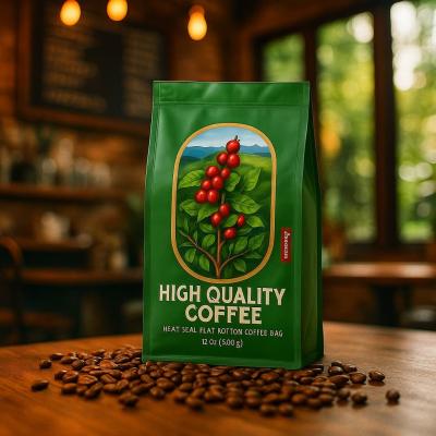 China Sustainable Flat Bottom Heat Seal Coffee Bag for sale