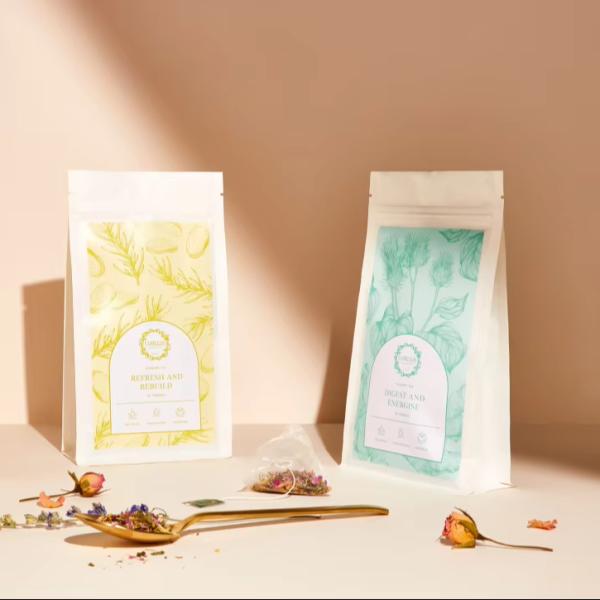 Quality Wholesale Plastic Aluminum Foil Kraft Paper Tea Bag Valve Zip Lock Stand up Pouch Flexible Packaging Bag with Zipper for sale