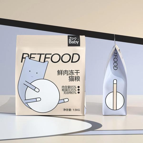 Quality Custom Designed Flexible Packaging Aluminum Foil Pet Food Stand up Pouch Recycled Materials Feature for sale