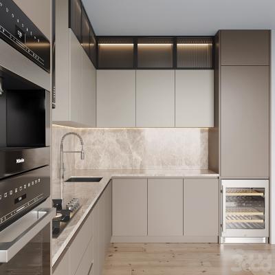 Cina Moderni armadi da cucina EB Armadi da cucina in legno beige Sistema di stoccaggio in vendita