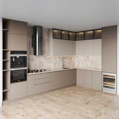 Cina Moderni armadi da cucina EB Armadi da cucina in legno beige Sistema di stoccaggio in vendita