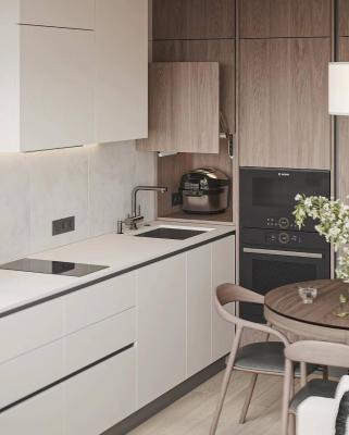 Cina Arredamento da cucina in beige moderno e contemporaneo a tavola EB con design elegante personalizzato in vendita