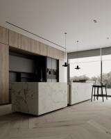 Quality Customized White And Black Kitchen Cabinets Bar Table Modern Kitchen Set for sale
