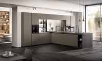 Quality Classic Modern Grey Kitchen Cabinets Customized Fitted Kitchen Cabinet With Bar Table for sale