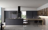 Quality Tailored Black Classic Wood Kitchen Cabinets Customized With Display Cabinet for sale