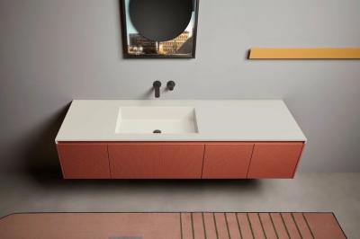 China Customized Modern Green and Red Bathroom Vanity Double Sink Bathroom Cabinet for sale