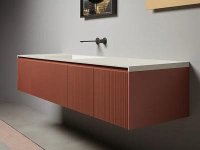 China Customized Modern Green and Red Bathroom Vanity Double Sink Bathroom Cabinet for sale
