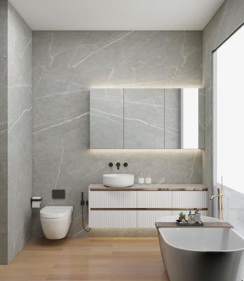 China Modern Vanity Slate Countertop Pvc Toilet Bathroom Cabinet With Sink And Mirror for sale