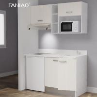 China Custom Hotel Kitchen Cabinet 18mm Compact Kitchenette with Integrated Appliances for Modern Hotel Projects for sale